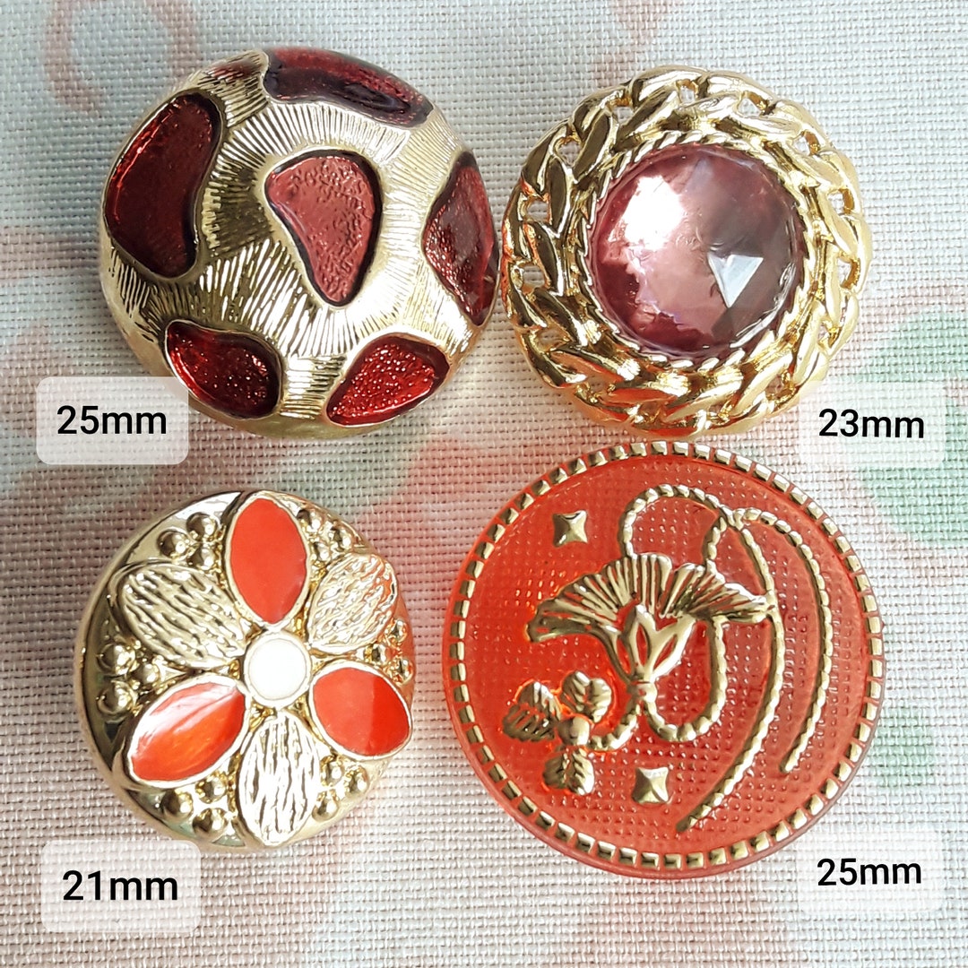 Vintage Red Buttons-design CHOICE 21 23 25 Mm RED & Gold Colors Flower ...