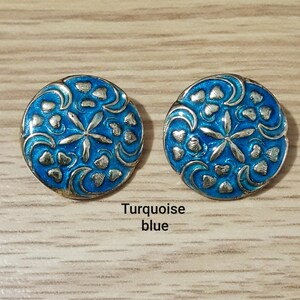 Gold Blue Ornate Buttons 25 Mm GOLD & Pearly Blue Color Enamel Handcrafted Buttons-colour CHOICE ...