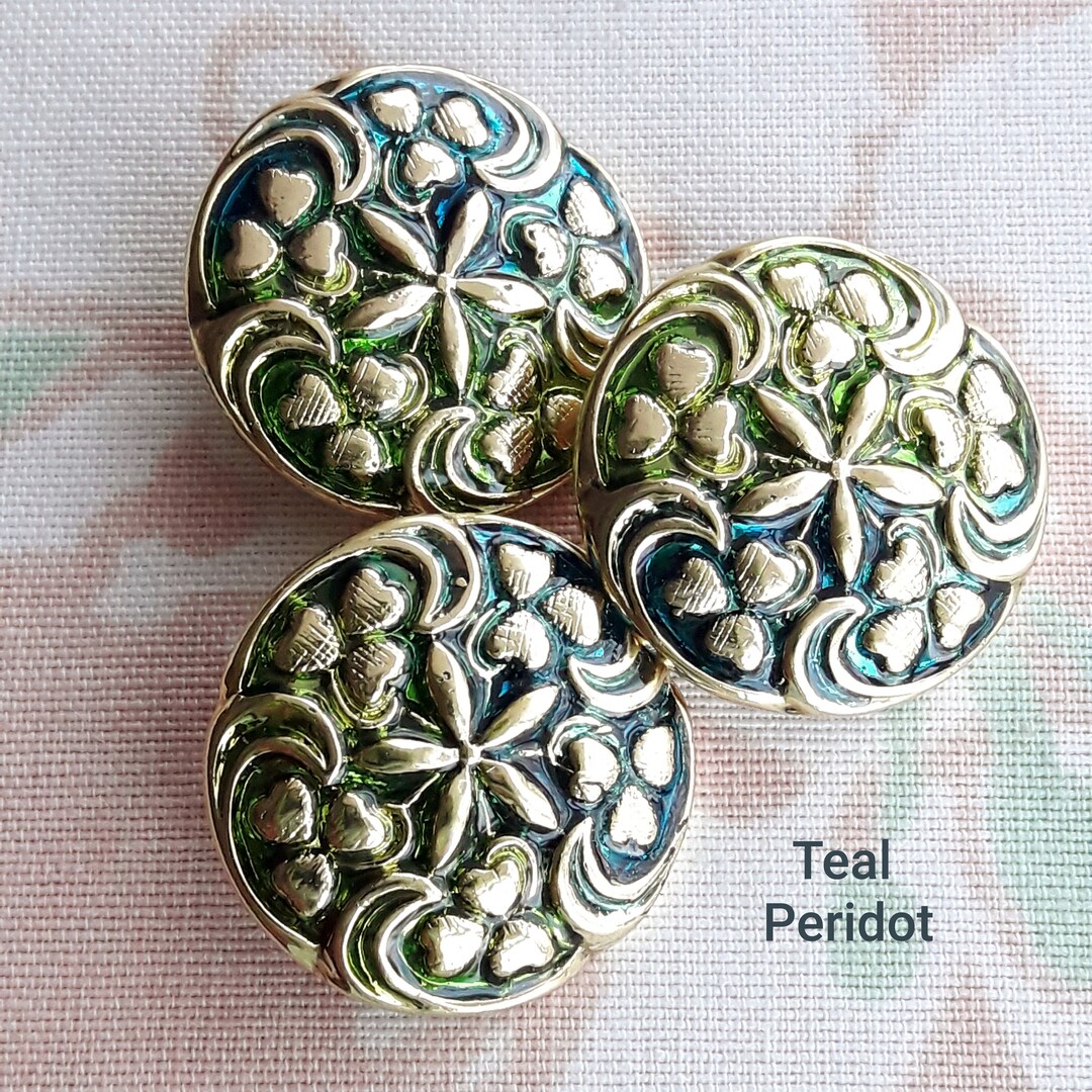 Vintage Gold Hearts Buttons-25 Mm COLOR CHOICE Gold & Green Colors ...