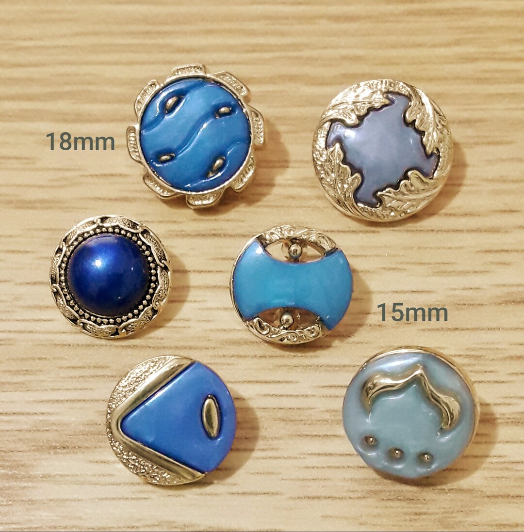 Vintage 1990's Fancy Buttons-design Choice 15/18 Mm GOLD With BLUE ...
