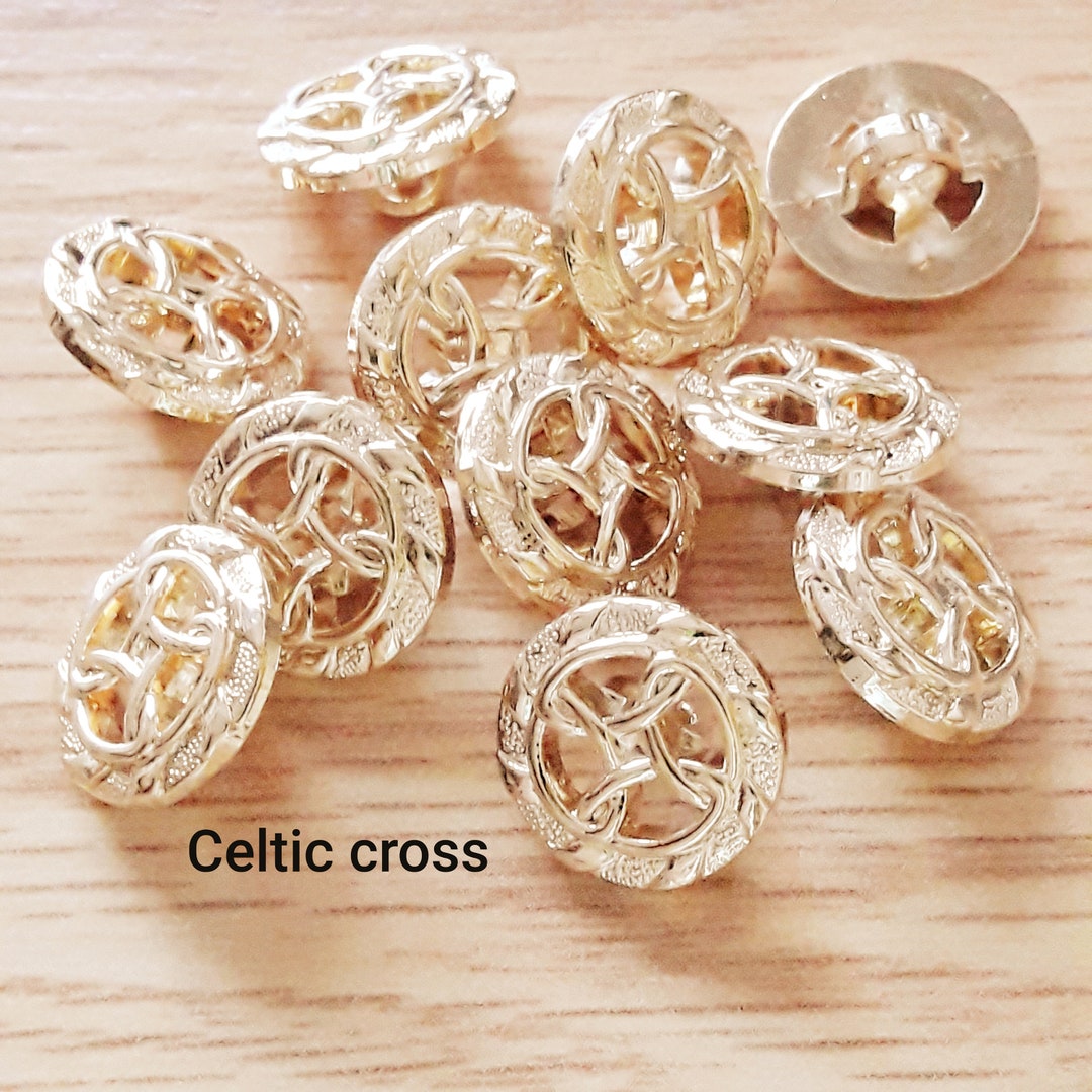 10 Gold Cross 15 Mm Buttons, DESIGN CHOICE Plastic Fashion Sewing Craft ...