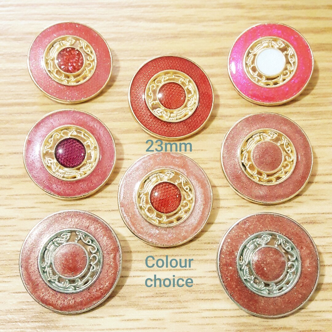Metal Filigree Red/pink Buttons-8 COLOURS CHOICE 23 Mm Handcrafted ...