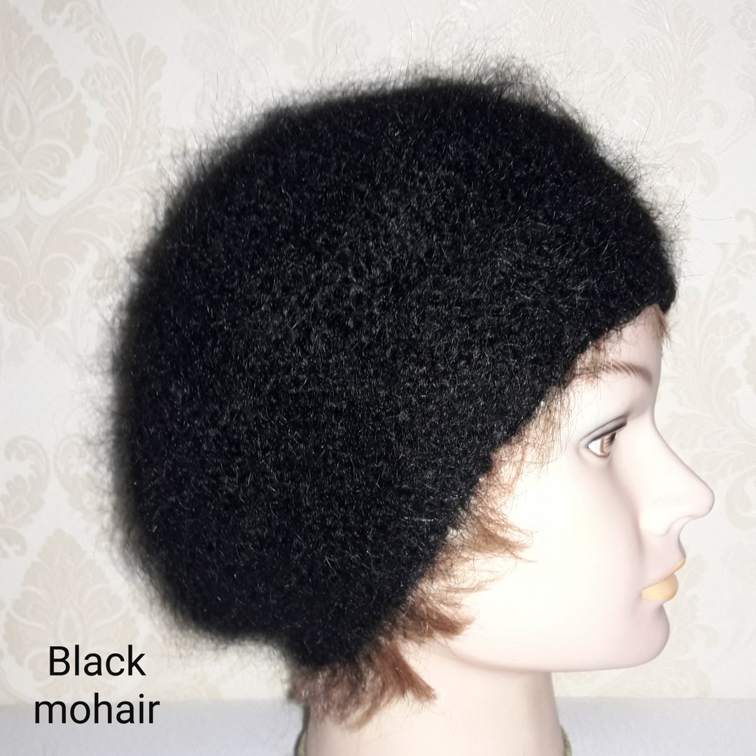 Black Handmade French Style Beret-m Size-choice of Cashmere, Mohair ...