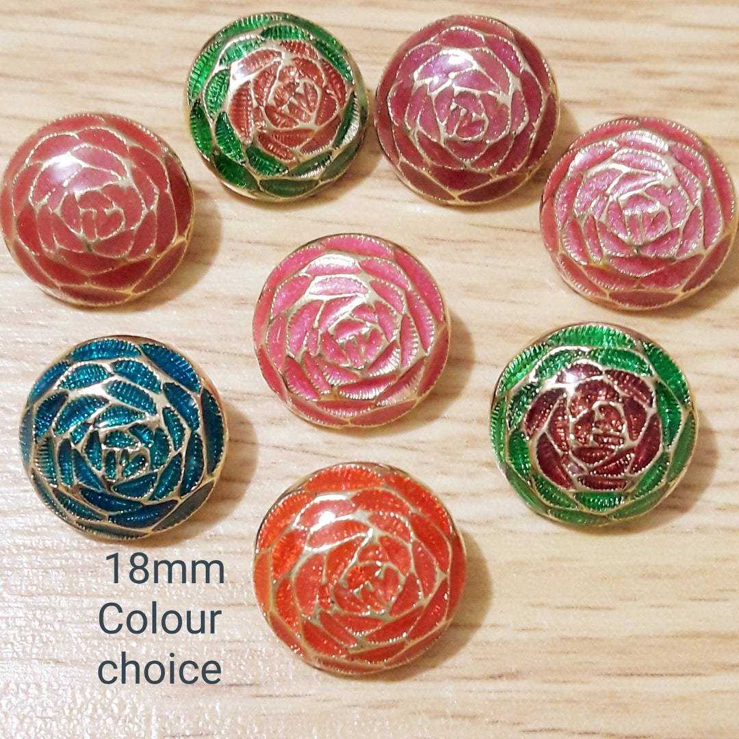 Rose Flower Design Buttons-18 Mm High Quality Beautiful Bright Gold ...