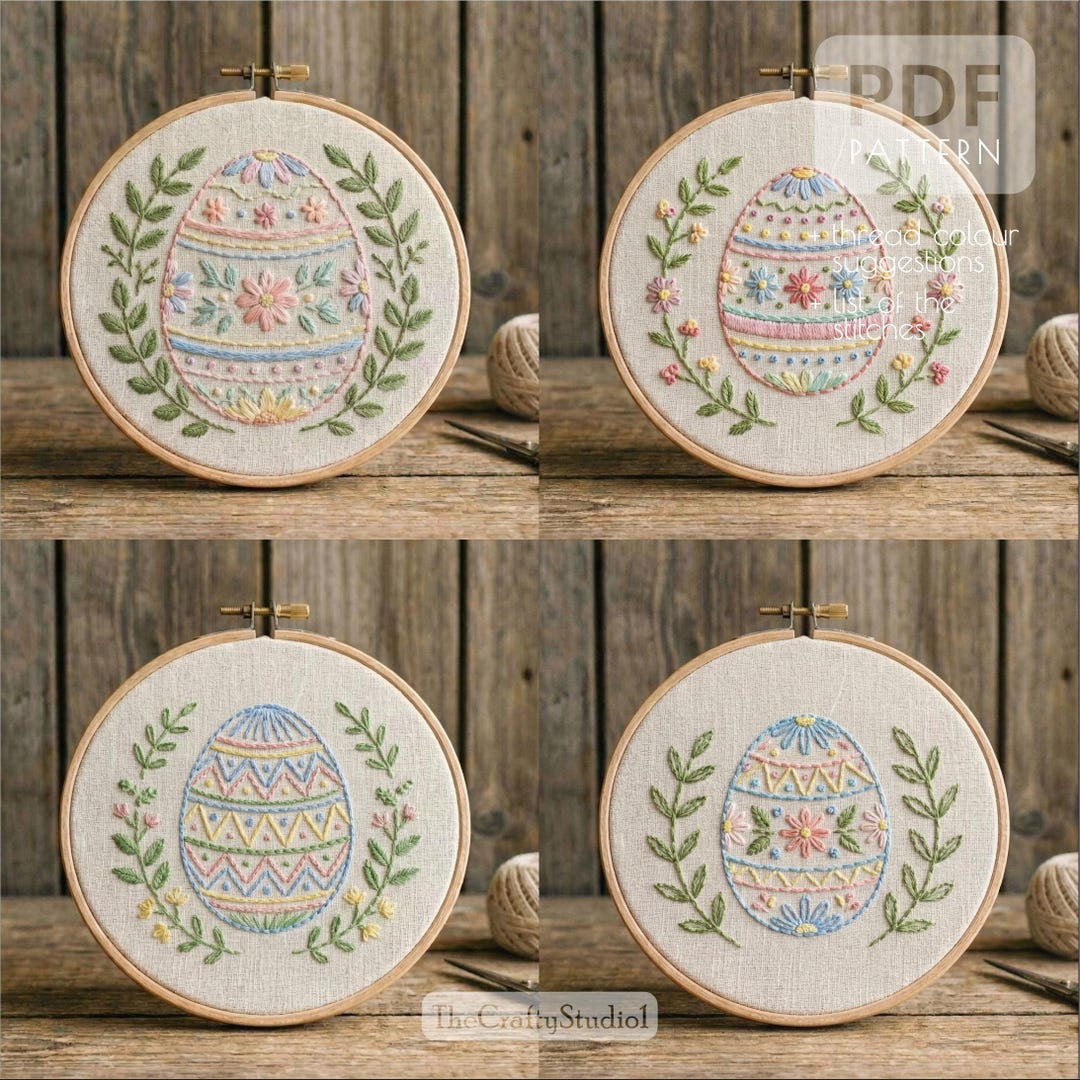 Hand Embroidery Floral Easter Eggs Patterns PDF | Easter Embroidery ...
