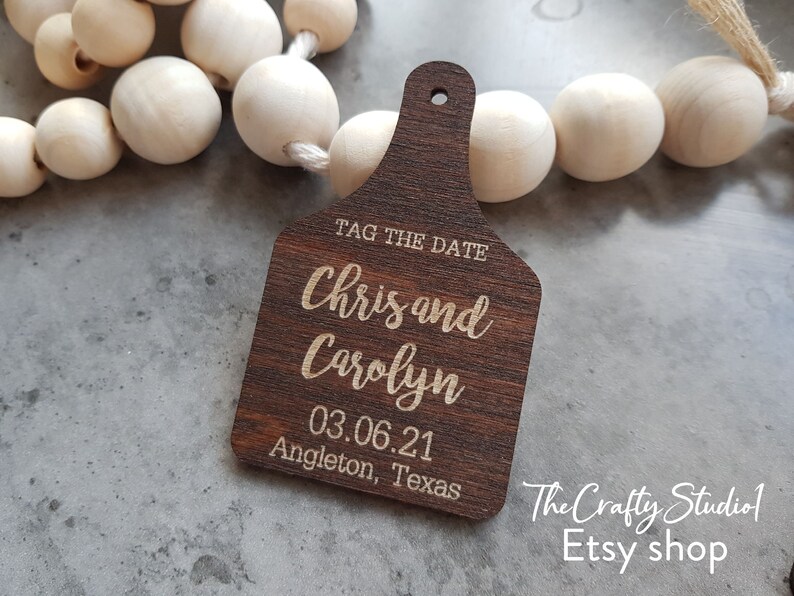 Save the Date Cow Ear Tag Magnets Wooden Magnet Save the Date - Etsy