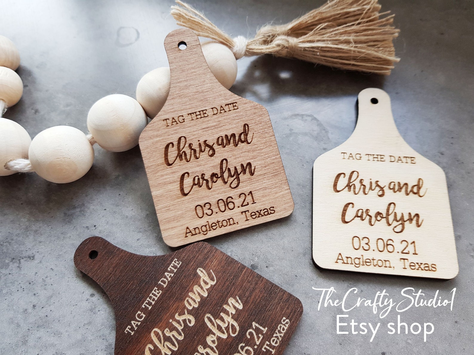 Save the Date Cow Ear Tag Magnets Wooden Magnet Save the Date - Etsy