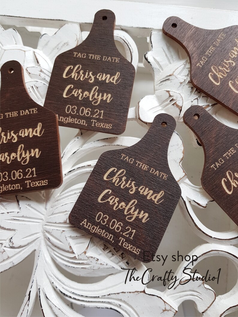 Save the Date Cow Ear Tag Magnets Wooden Magnet Save the Date - Etsy