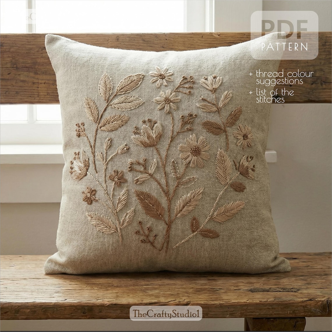 Hand Embroidery Floral Cushion Cover Pattern PDF | Kitchen Summer ...