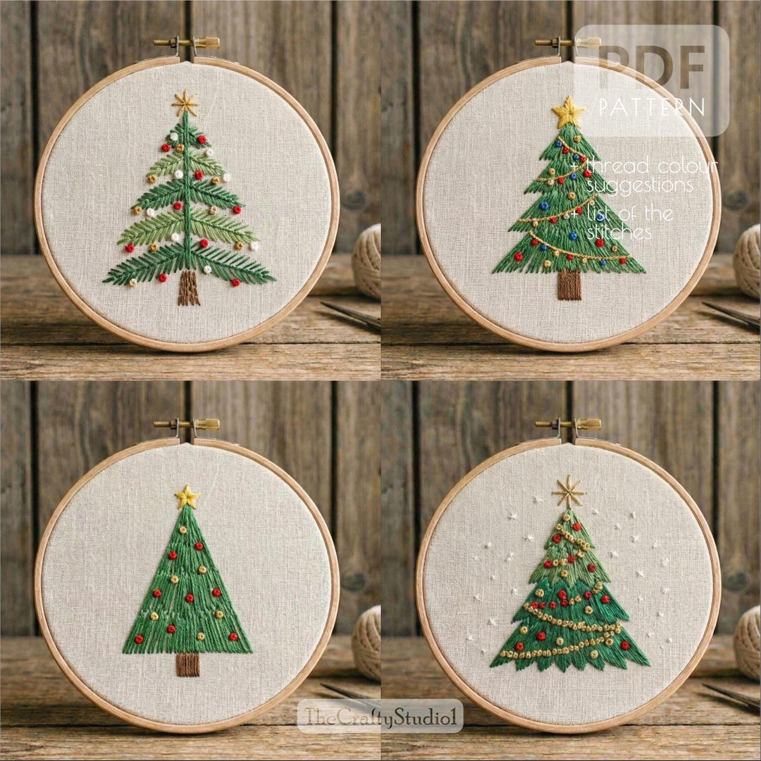 Hand Embroidery Christmas Tree Patterns PDF | Simple Christmas ...