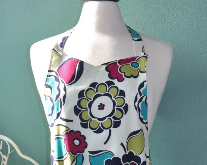 Fresh Bright Apron With Artsy Flowers Reversible Apron - Etsy