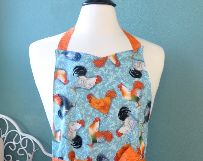 Chicken Rooster Apron Reversible Apron Unique Apron - Etsy