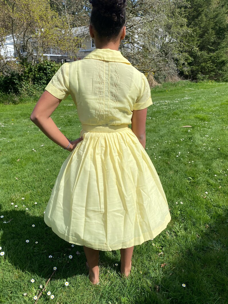 Vintage 1950s Buttercup Yellow Day Dress Size 4/6 Fit and Flare - Etsy