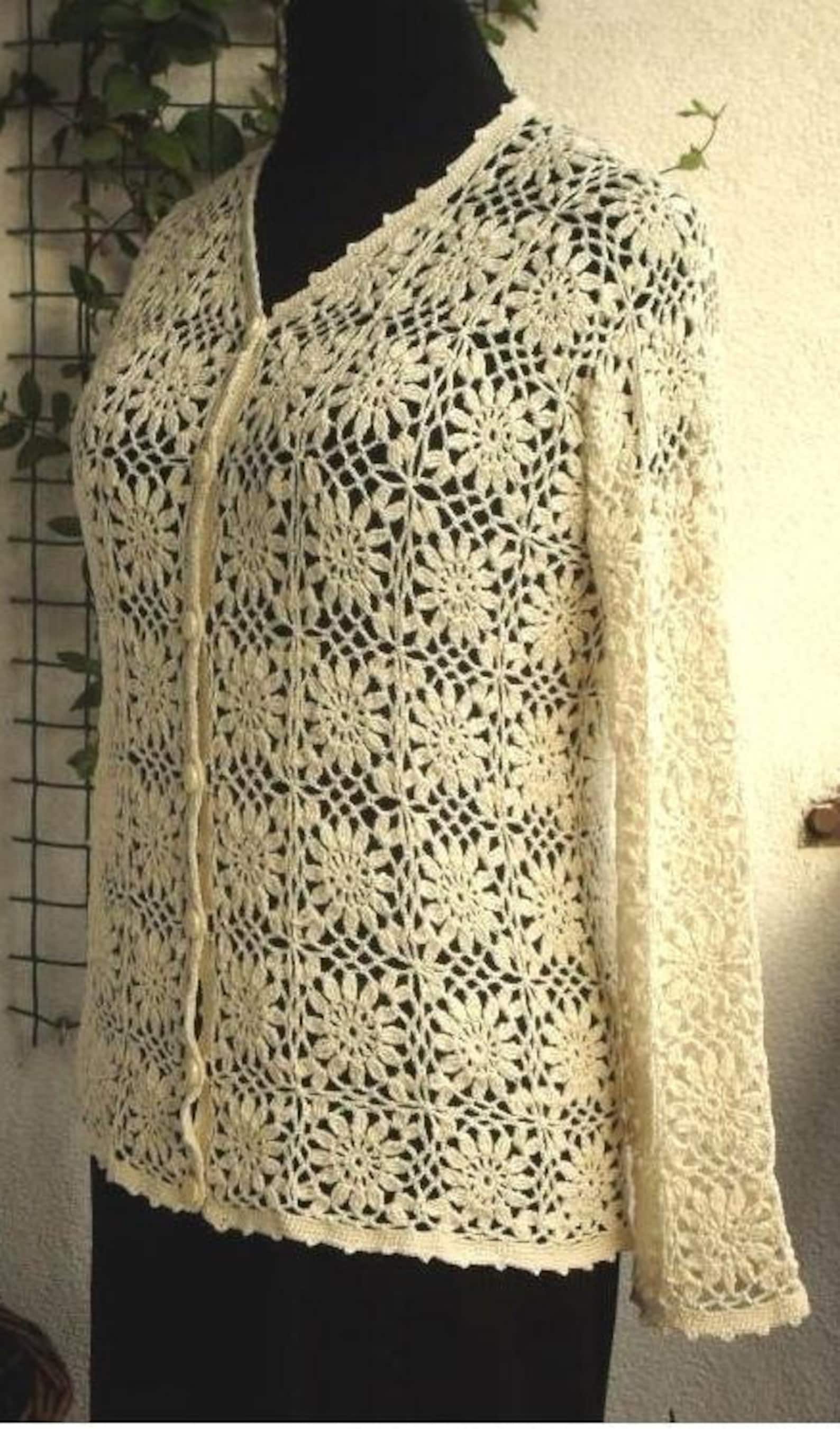Ivory Crochet Sweater_ Elegant Crochet Lace Sweater - Etsy