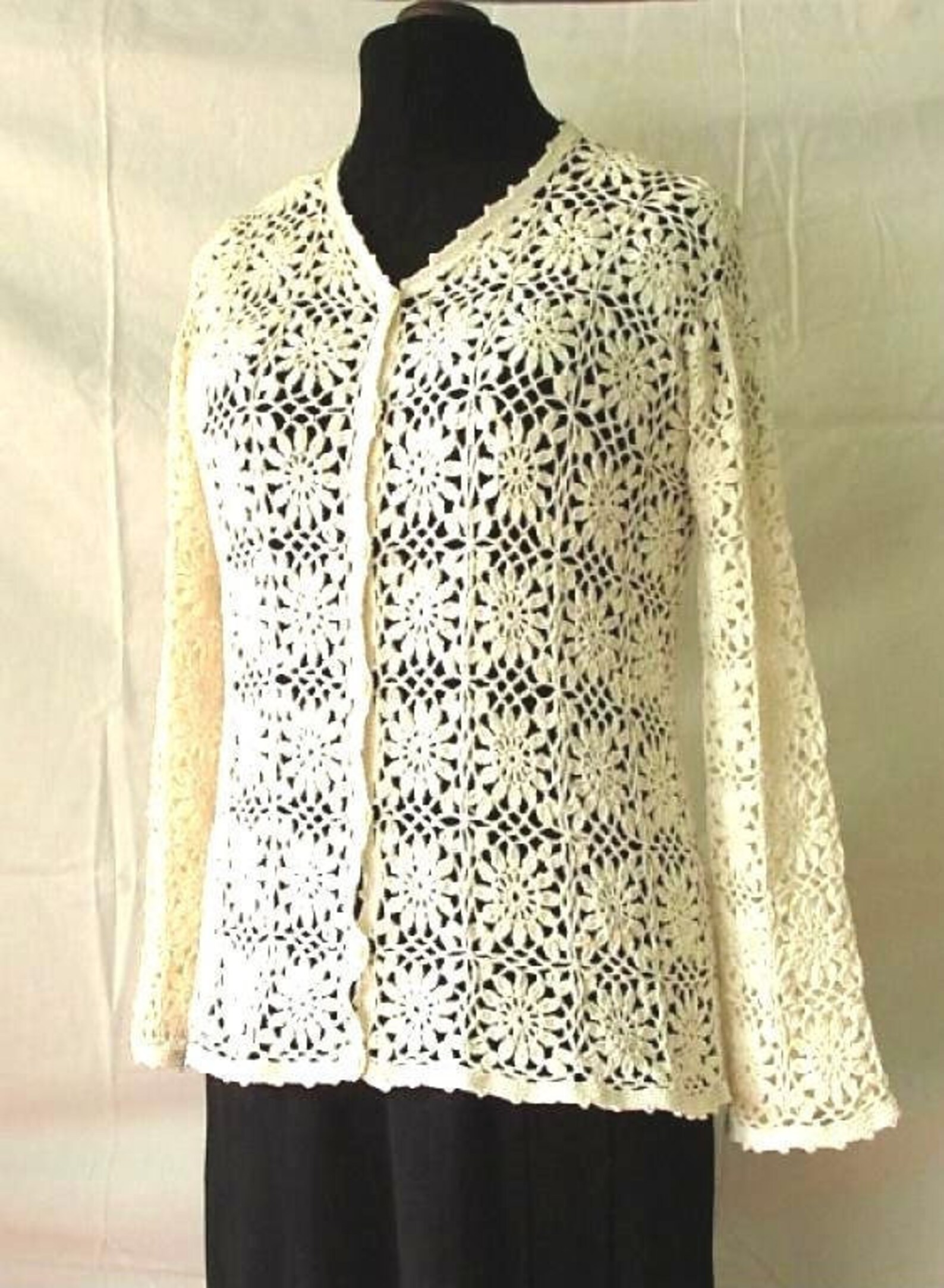 Ivory Crochet Sweater_ Elegant Crochet Lace Sweater - Etsy