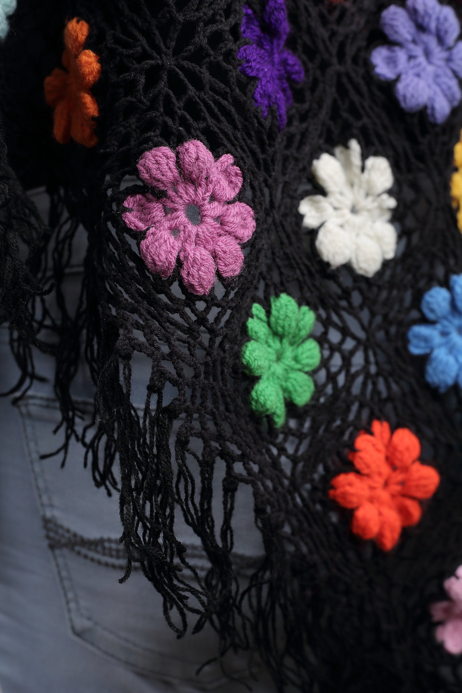 Crochet Wrap Shawl_ Floral Shawl_ Handmade Shawl for Autumn - Etsy