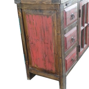 Rustic Red Washed Bathroom Vanity/ Buffet Cabinet - Etsy