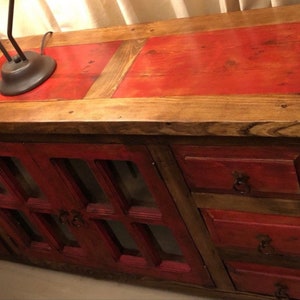 Rustic Red Washed Bathroom Vanity/ Buffet Cabinet - Etsy