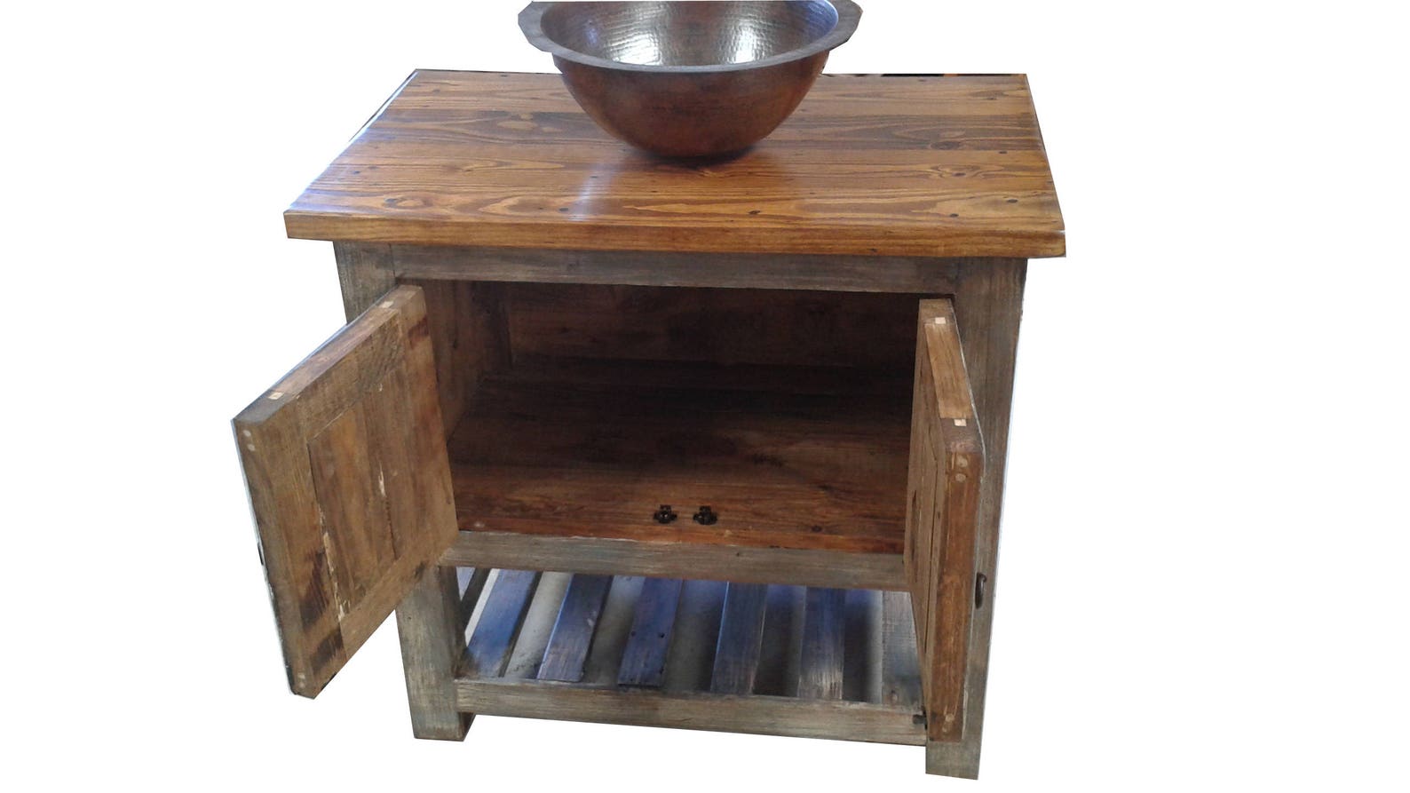 Reclaimed Wood Rustic Bathroom Vanity Distressed Gray Ladder | Etsy