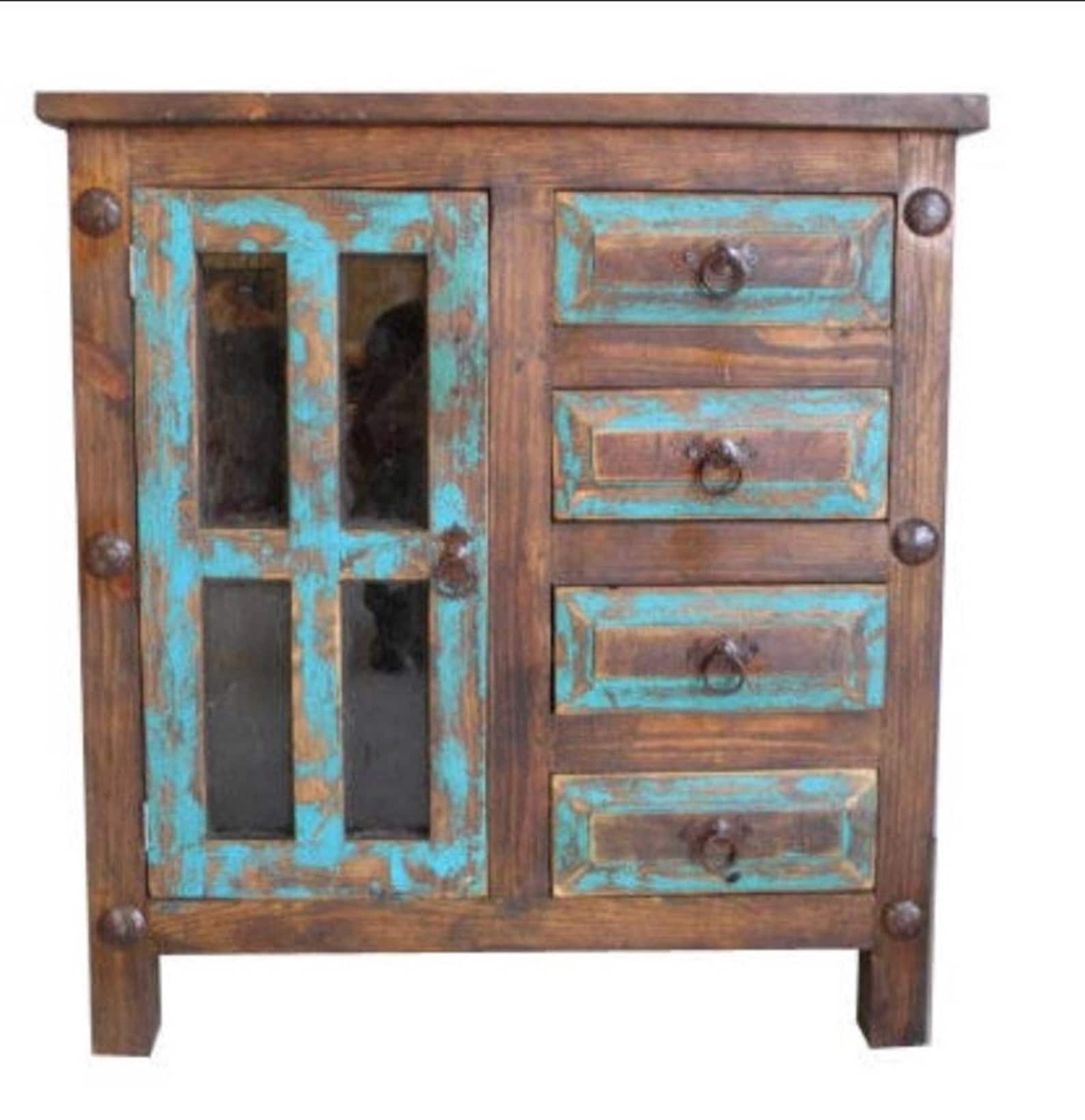 Rustic Turquoise Bathroom Vanity - Etsy