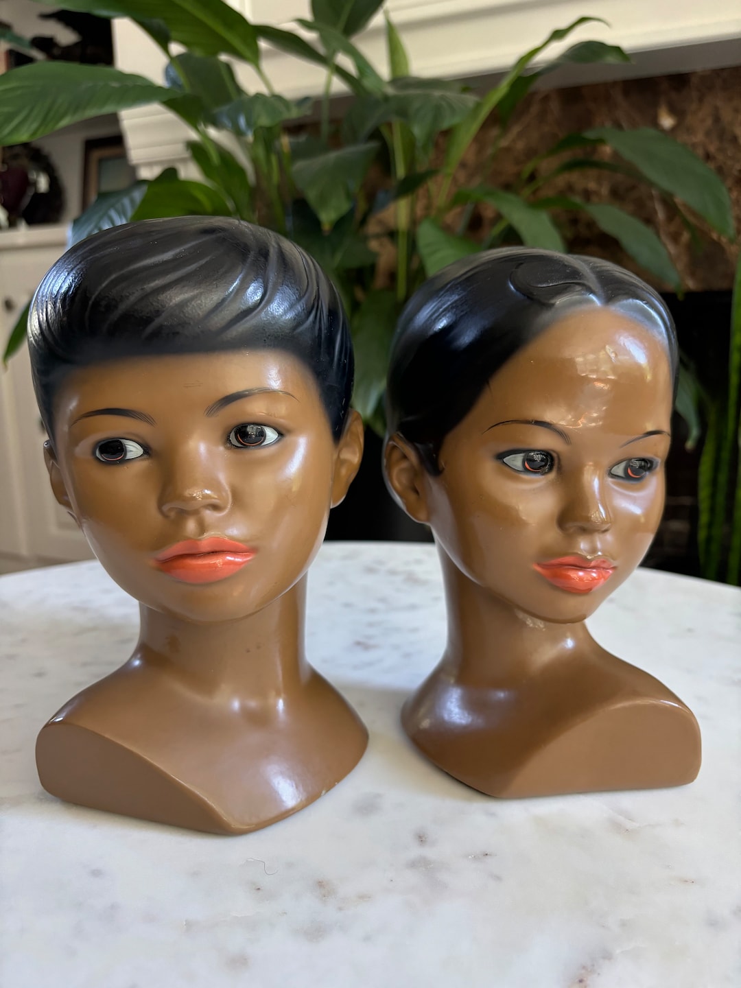 MCM Vintage Marwal Chalkware Boy & Girl Head Bust Pair - Etsy