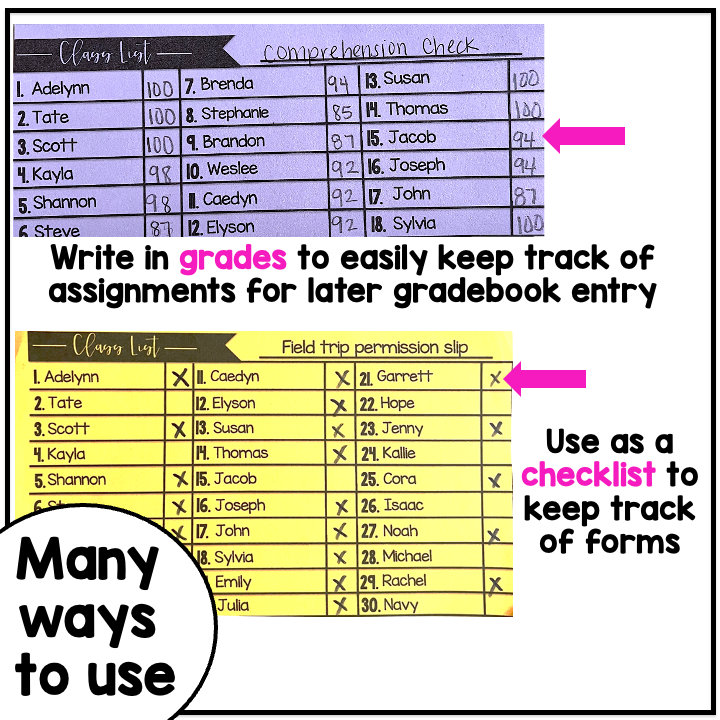 Editable Class Lists/ Editable Checklists - Etsy