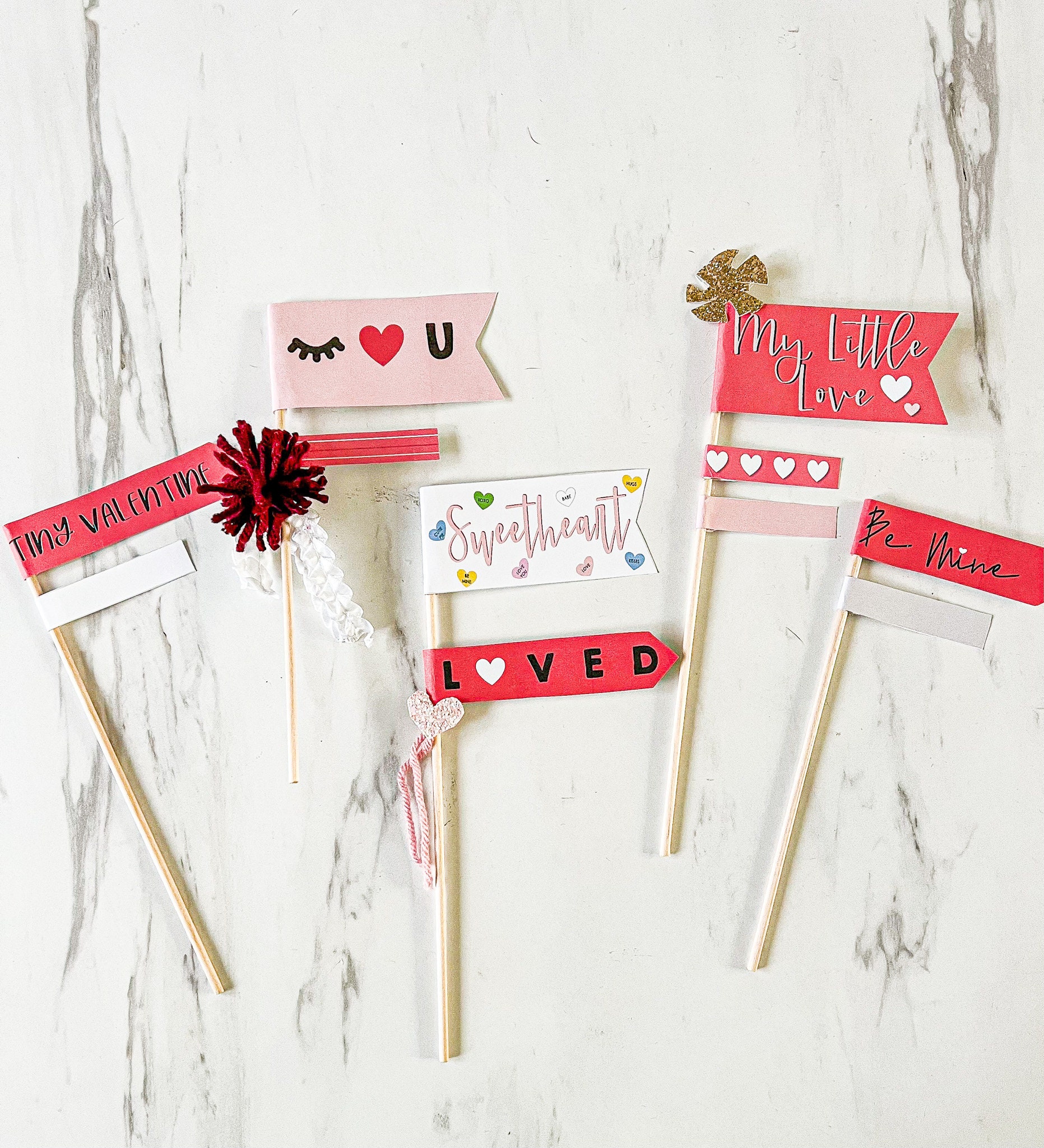 Valentine's Day Basket Flags / Printable Valentine Flags/ Valentine ...