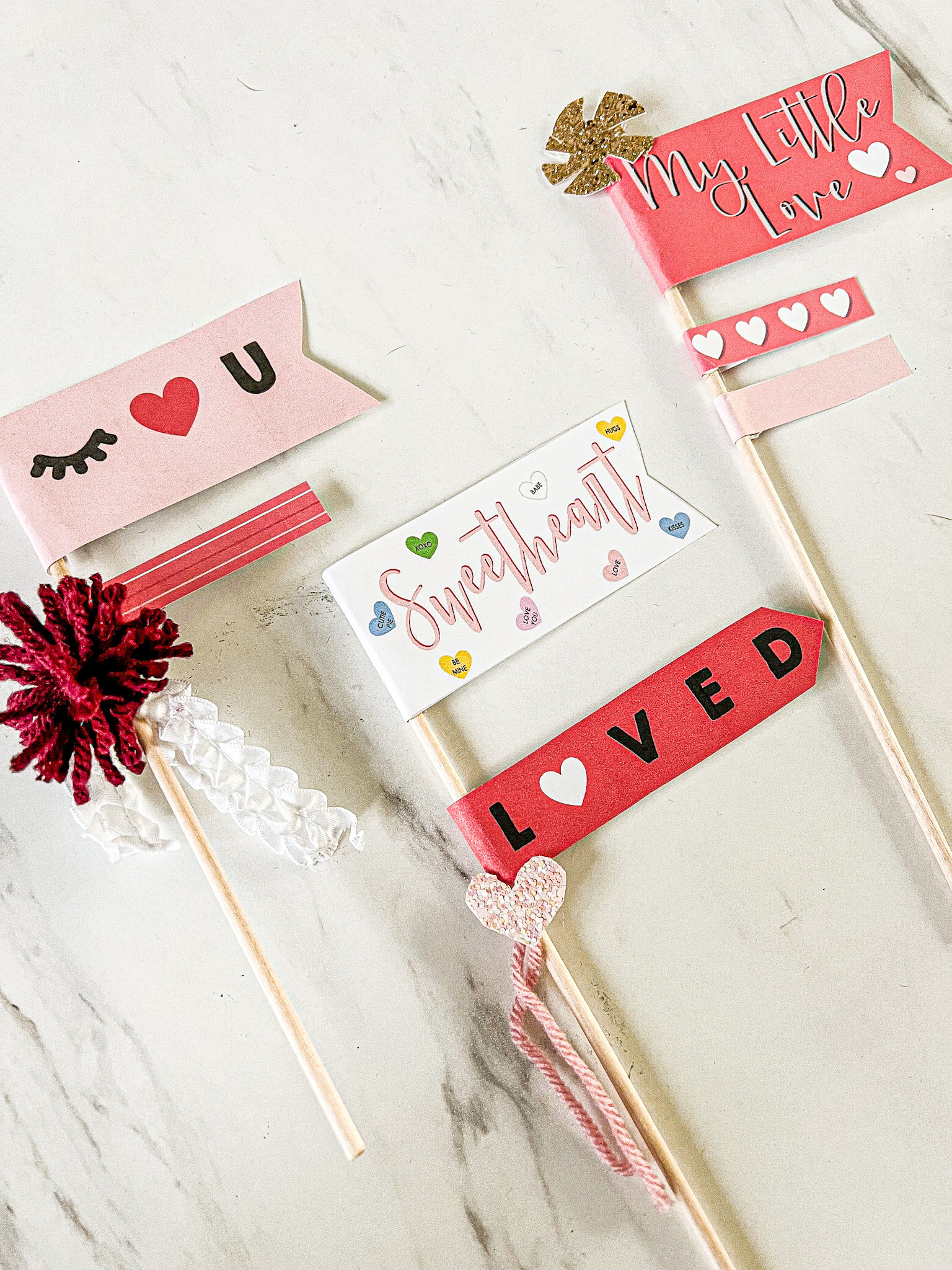 Valentine's Day Basket Flags / Printable Valentine Flags/ Valentine ...