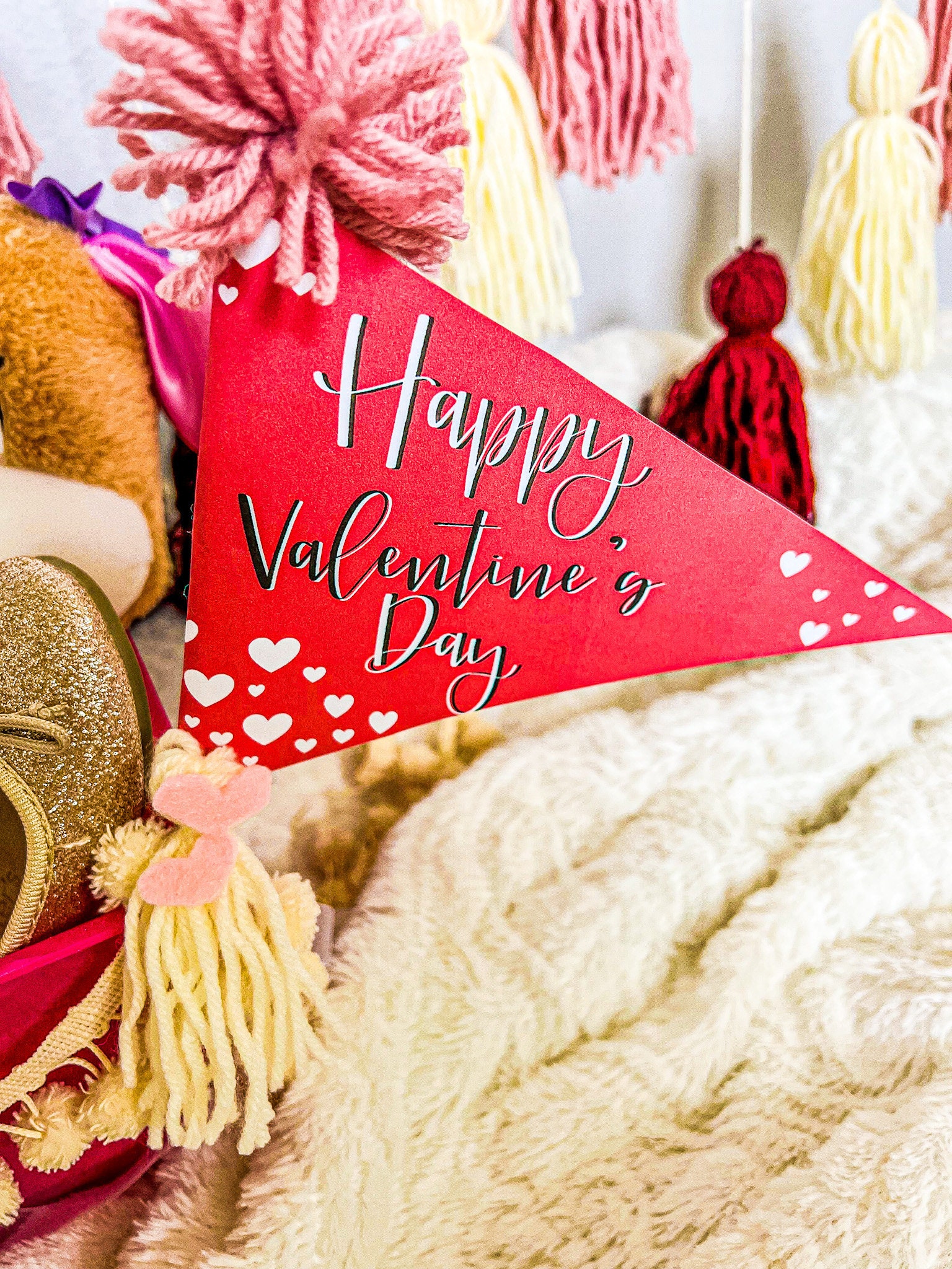Valentine's Day Basket Flags / Printable Valentine Flags/ Valentine ...
