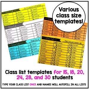 Editable Class Lists/ Editable Checklists - Etsy