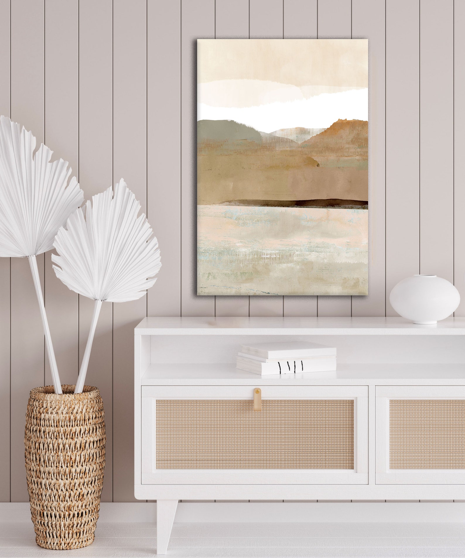 Brown & Cream Abstract Landscape Art Print / Serene Minimalist - Etsy UK