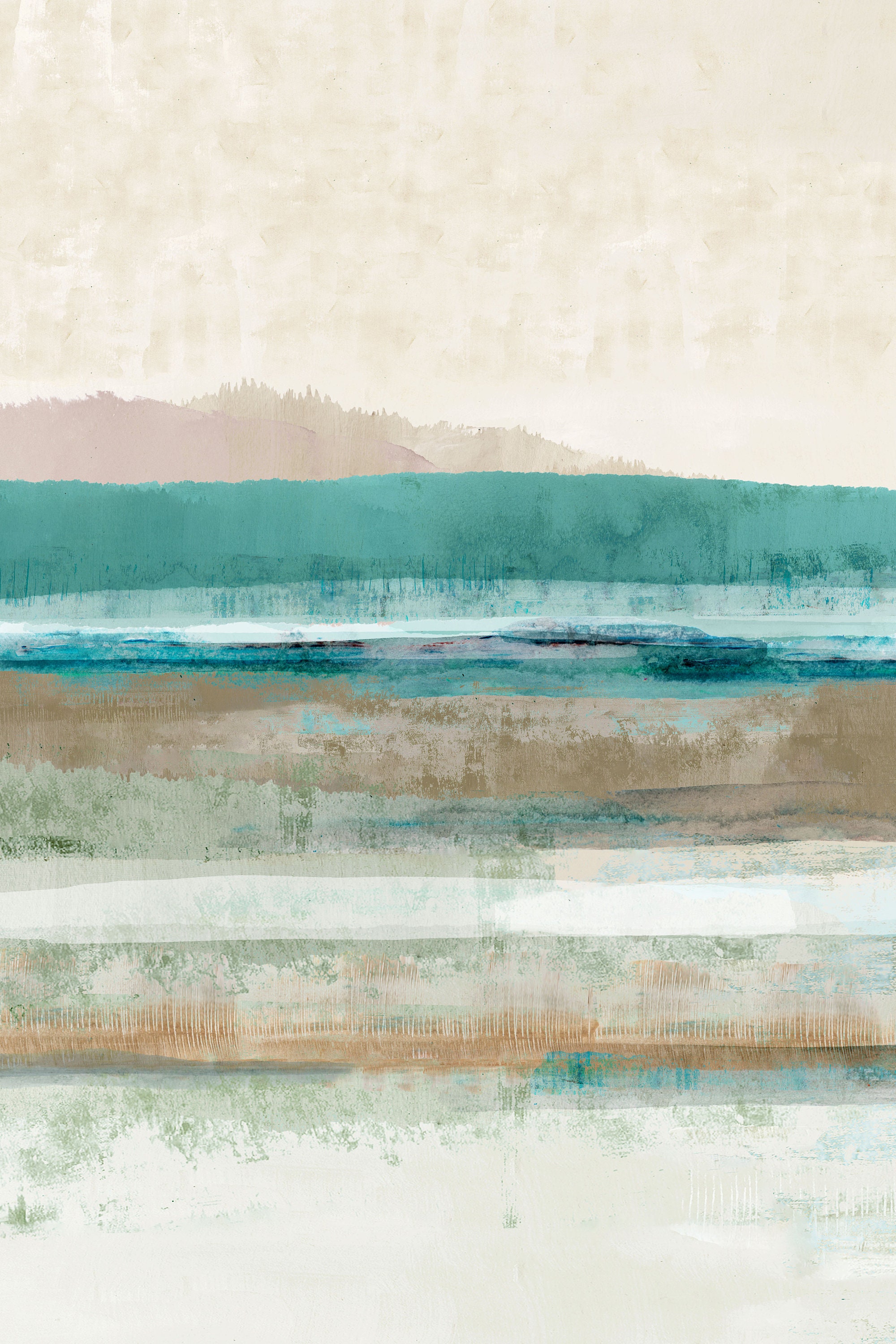 Large aqua abstract seascape set of 3 / coastal landscape | Etsy