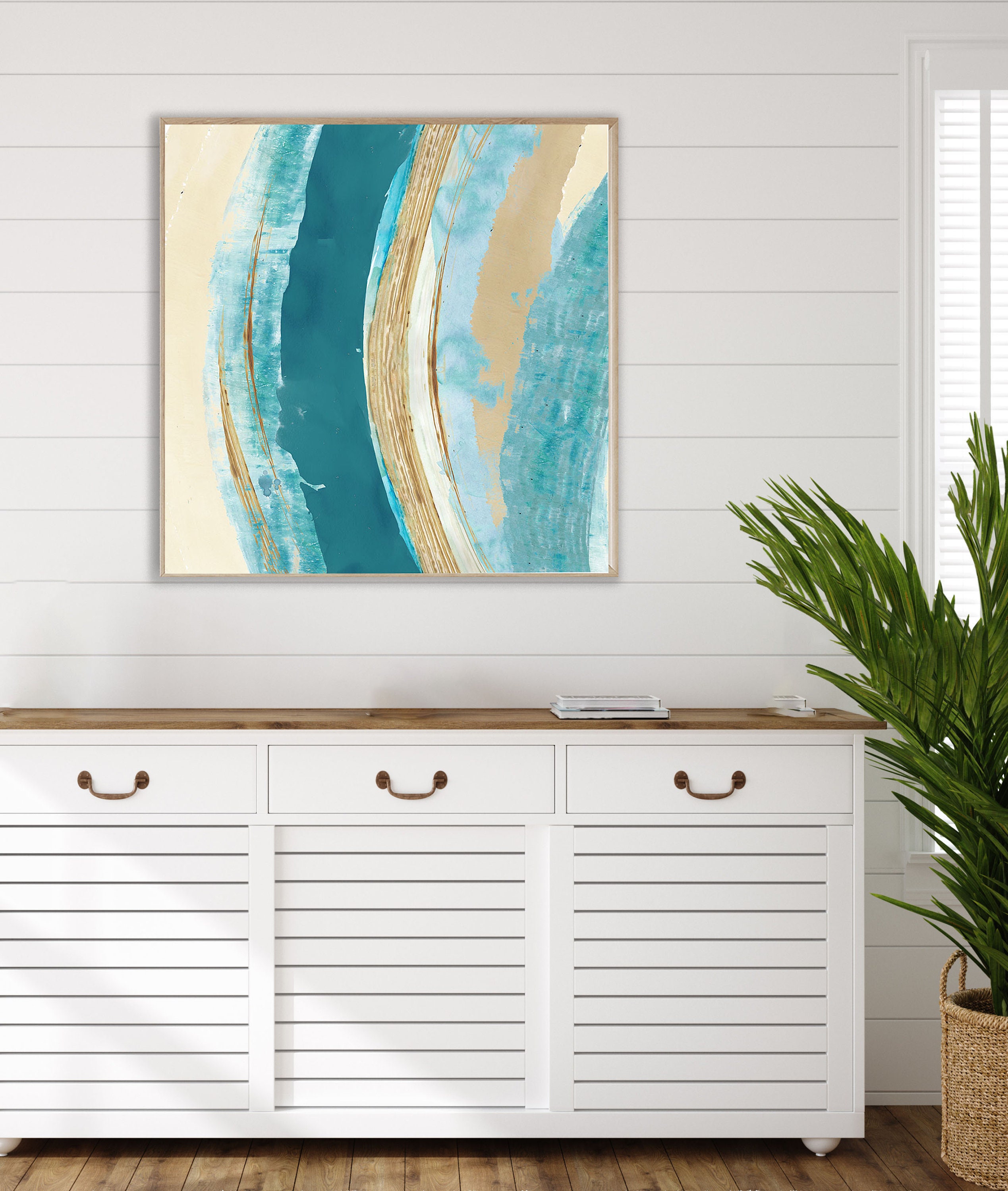 Blue Ocean Art Print / Large Blue Abstract Painting / - Etsy UK