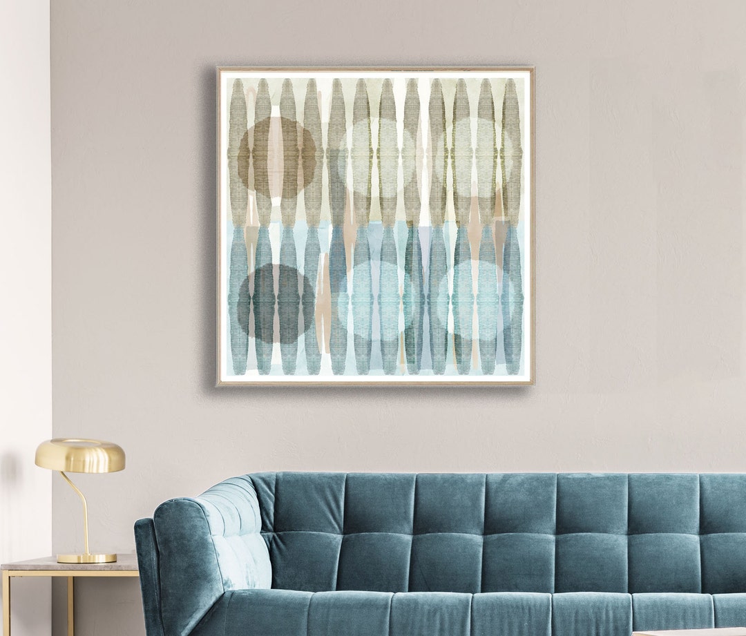 Soft Blue & Beige Circles Art Print / Large Contemporary Abstract ...