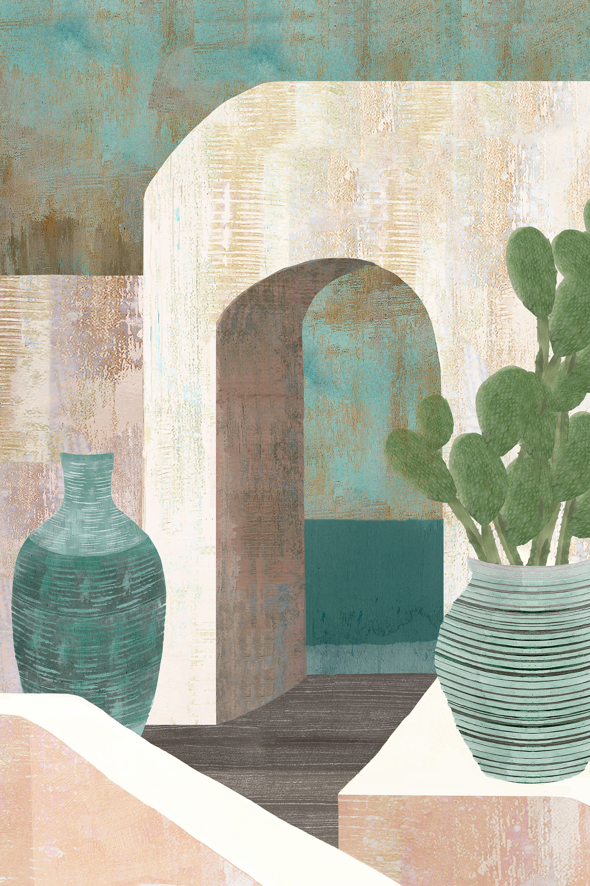 Mediterranean archway painting / sun-baked building with | Etsy