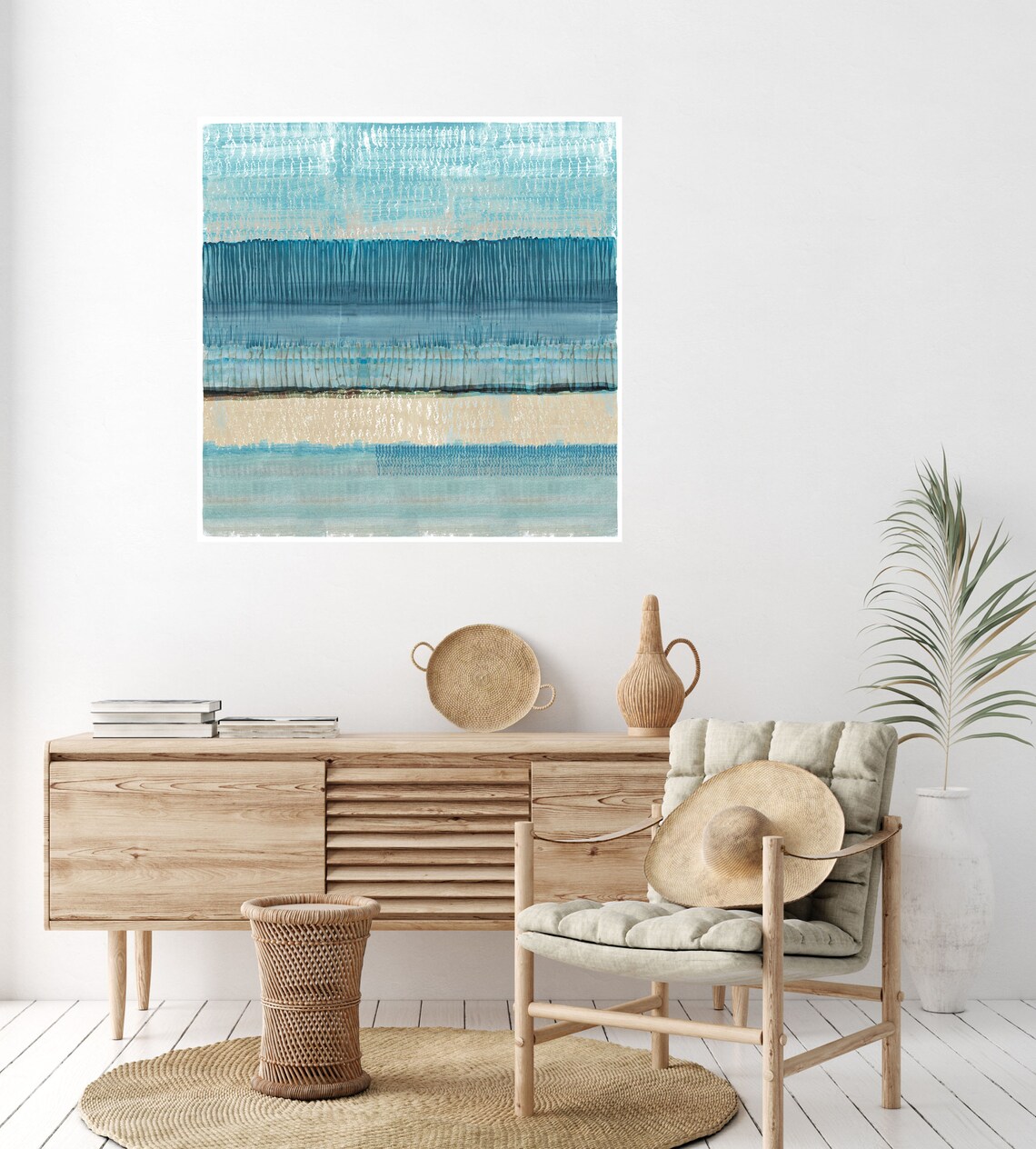 Indigo Blue Abstract Seascape Painting / Coastal Wall Art / | Etsy