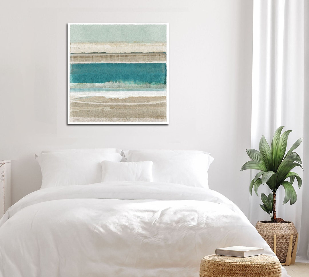 Contemporary Abstract Seascape Painting / Jade Green Living Room Art ...