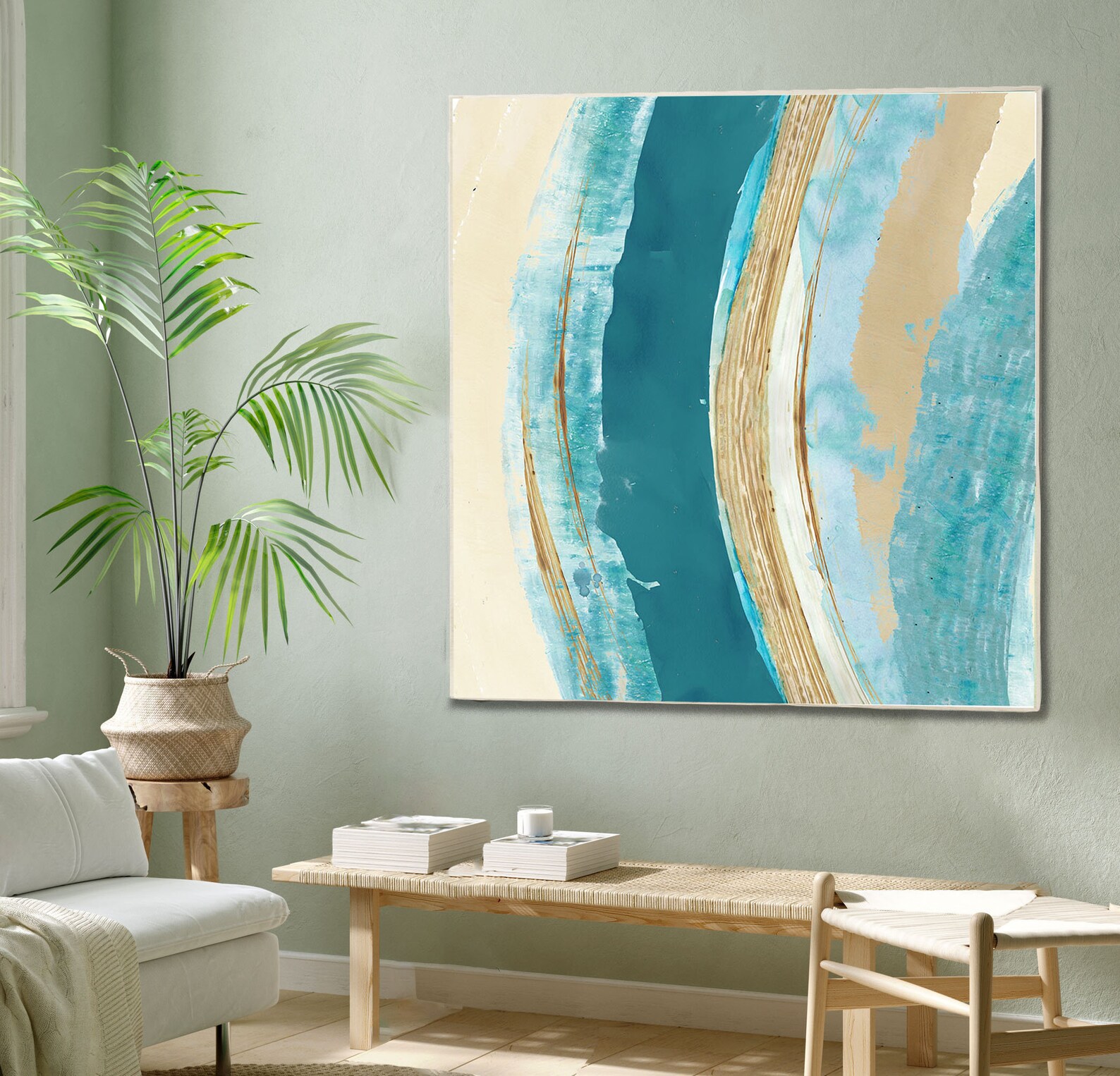 Blue Ocean Art Print / Large Blue Abstract Painting / - Etsy UK