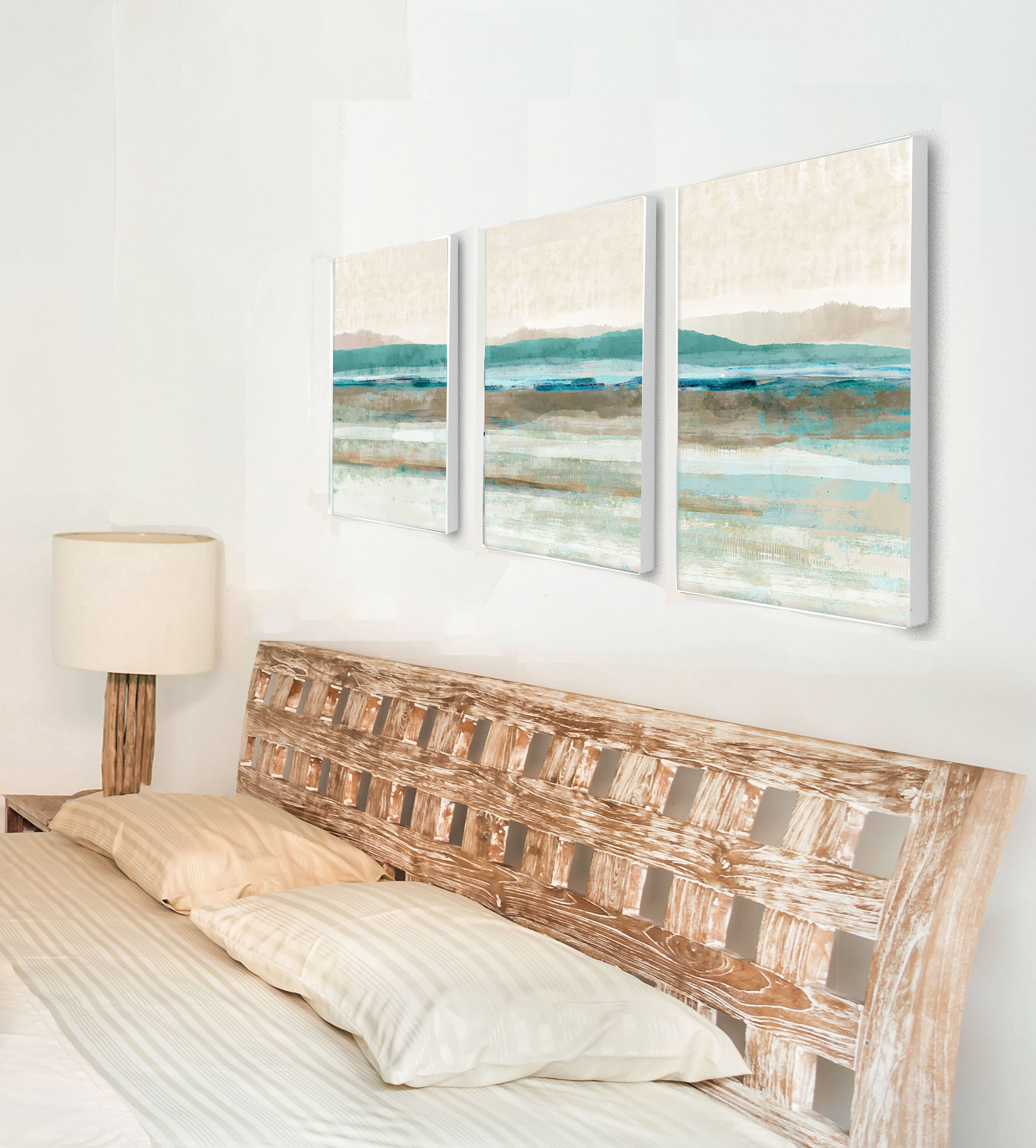 Large Aqua Abstract Seascape Set of 3 / Coastal Landscape - Etsy UK