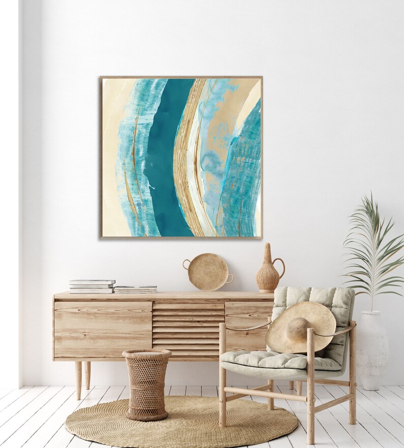 Blue Ocean Art Print / Large Blue Abstract Painting / | Etsy UK