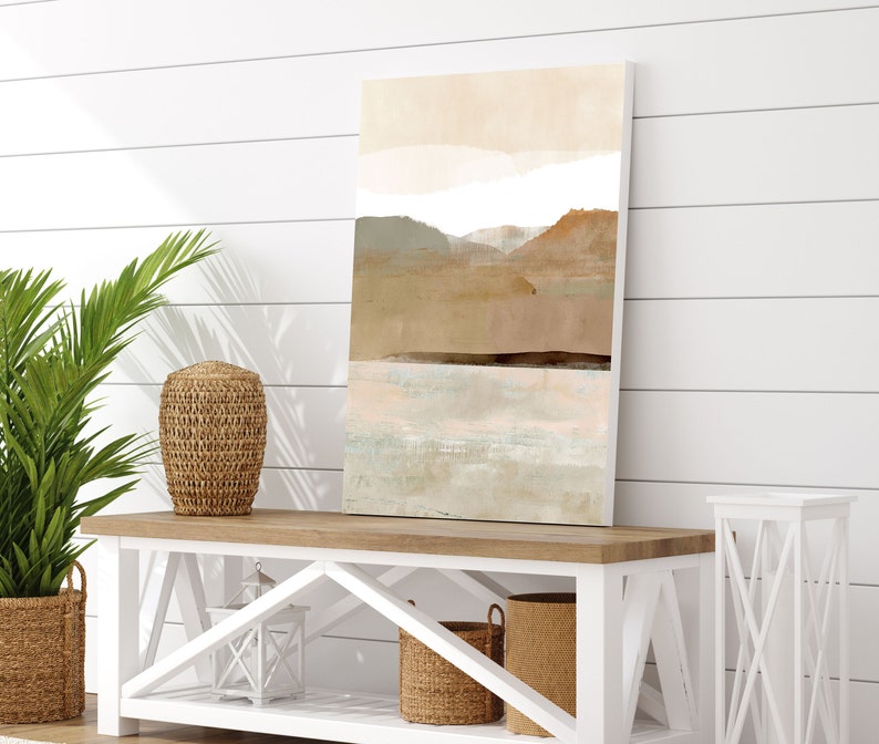 Brown & Cream Abstract Landscape Art Print / Serene Minimalist - Etsy UK