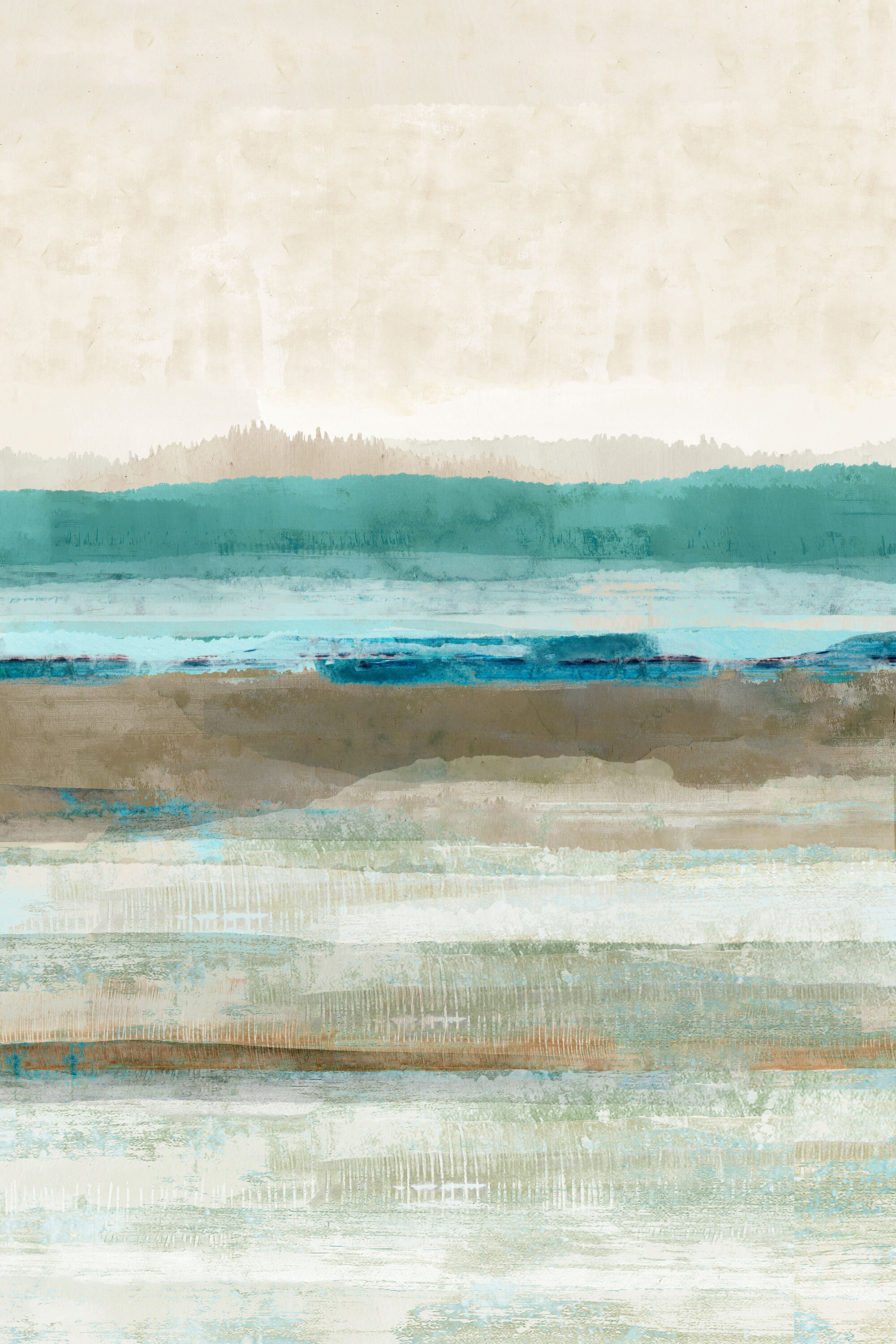 Large aqua abstract seascape set of 3 / coastal landscape | Etsy