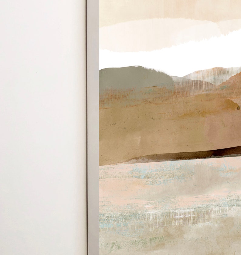 Brown & Cream Abstract Landscape Art Print / Serene Minimalist - Etsy UK