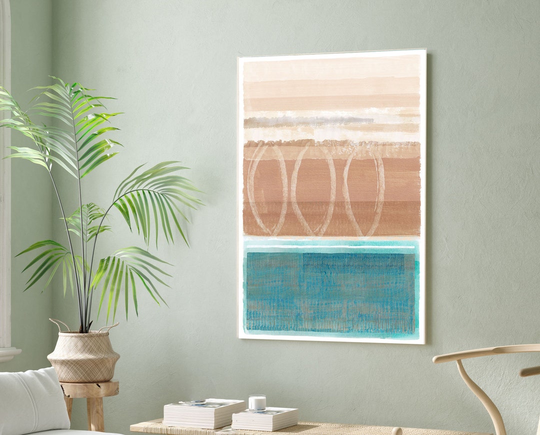 Mint and Terracotta Abstract Painting / Abstract Seascape / - Etsy