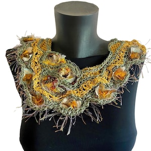 Linen Collar Necklace | Boho Linen Cape Necklace | Fiber Art Statement ...