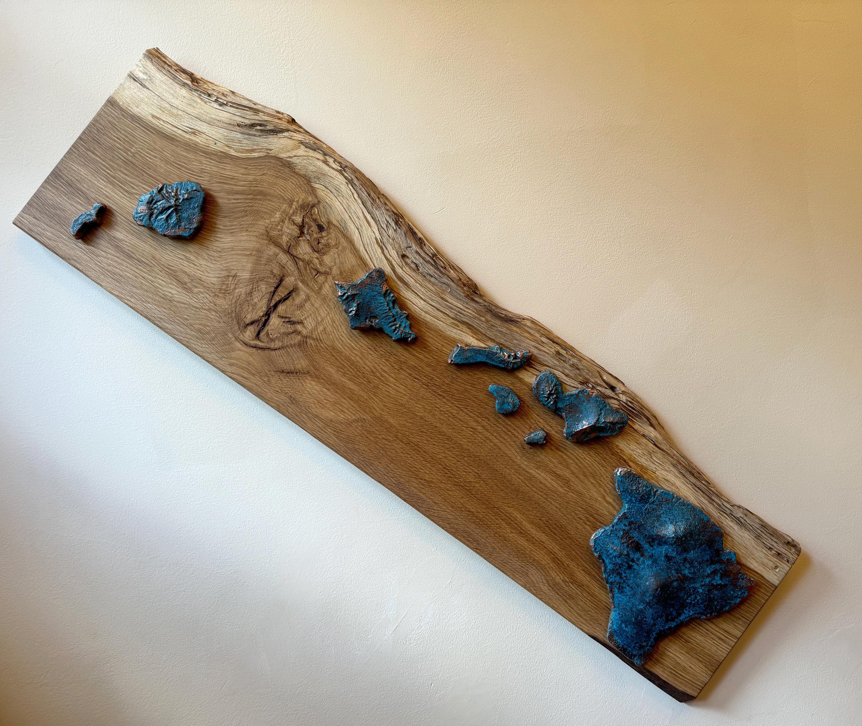 Metal Hawaiian Islands on Live Edge Spalted Oak. - Etsy