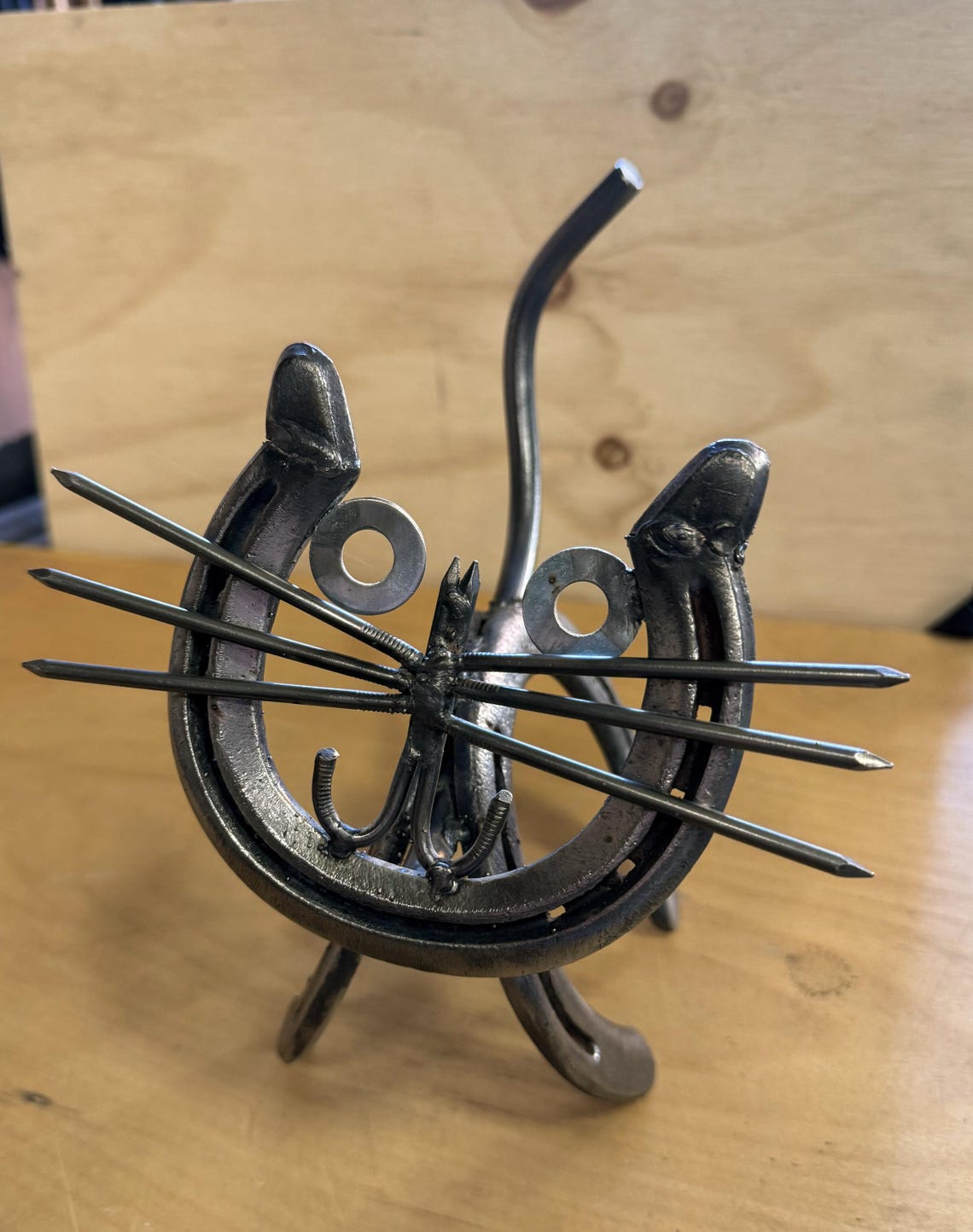 Horseshoe Metal Cat Sculpture, Scrap Metal Art - Etsy