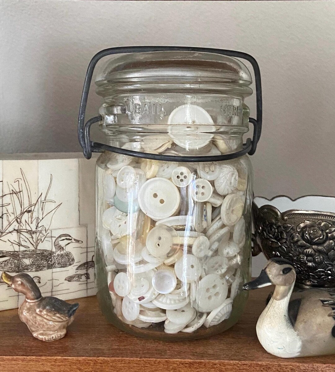 VTG Jar of Buttons, White Assorted Buttons for Crafting or Display - Etsy