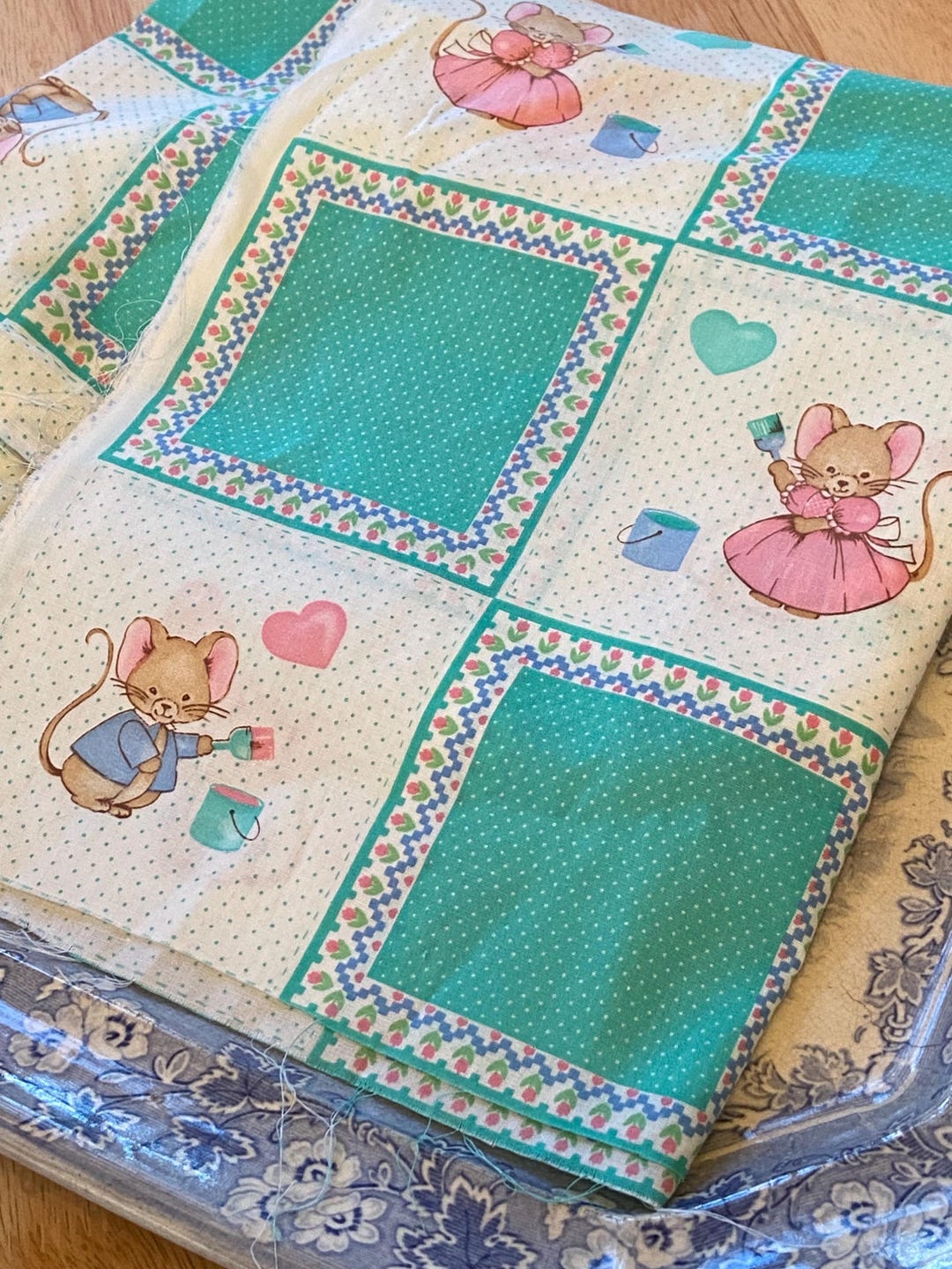 Vintage Mouse Patchwork Cotton Fabric 43”x40” - Etsy