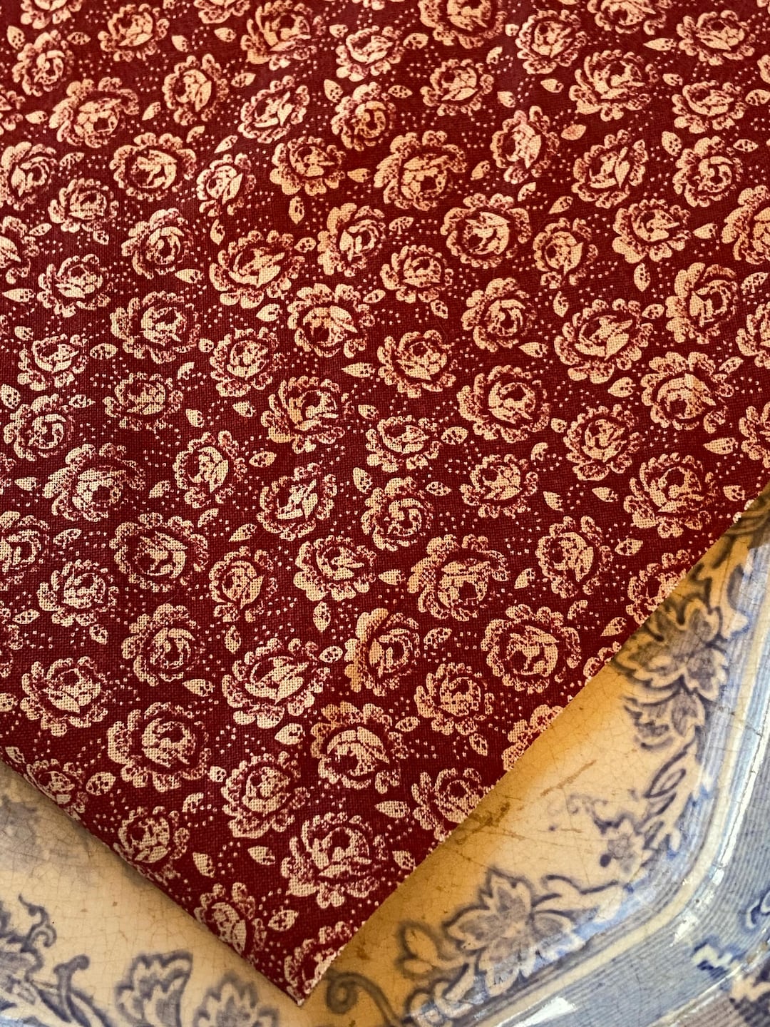 Vintage Wheat and Rose Floral Cotton Fabric by Marcus Brothers Textiles ...